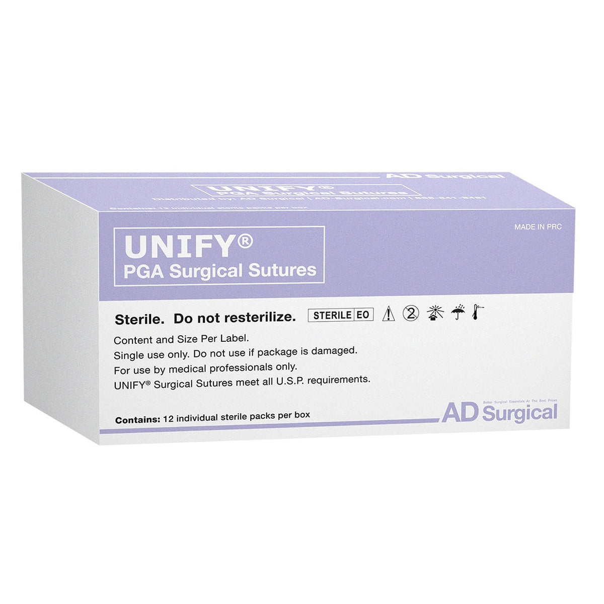 UNIFY PGA Suture - 4/0 - 19mm 3/8 Circle R/C Needle - 30" Violet Threa ...