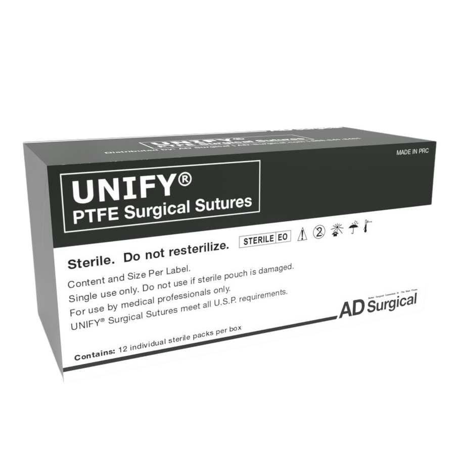 UNIFY PTFE Suture - 4/0 - 16mm 3/8 Circle R/C Needle - 18" White Threa ...